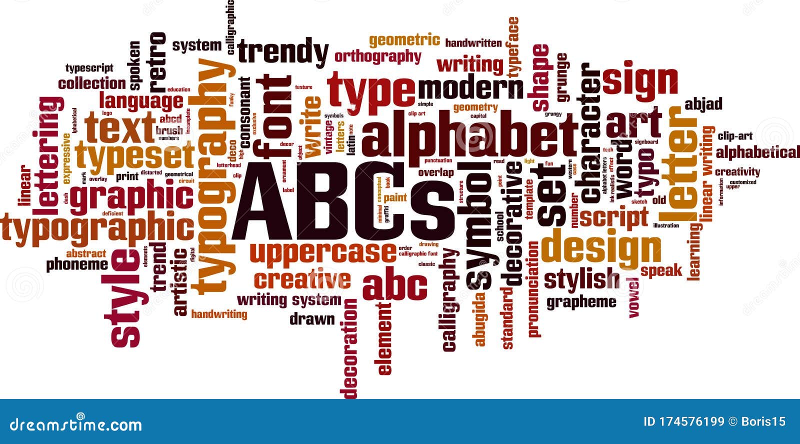 ABCs word cloud stock vector. Illustration of pronunciation - 174576199
