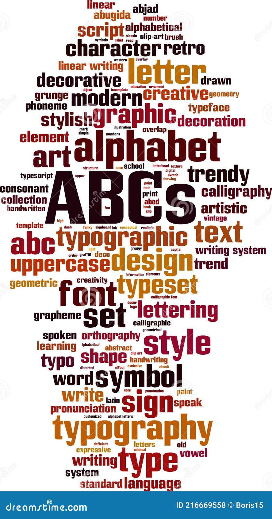 ABCs word cloud stock vector. Illustration of pronunciation - 216669558