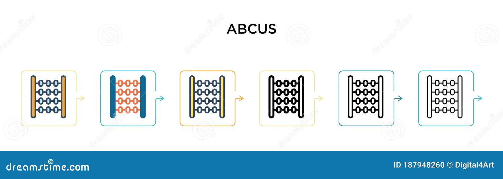 Abcus Vector Icon in 6 Different Modern Styles. Black, Two Colored ...