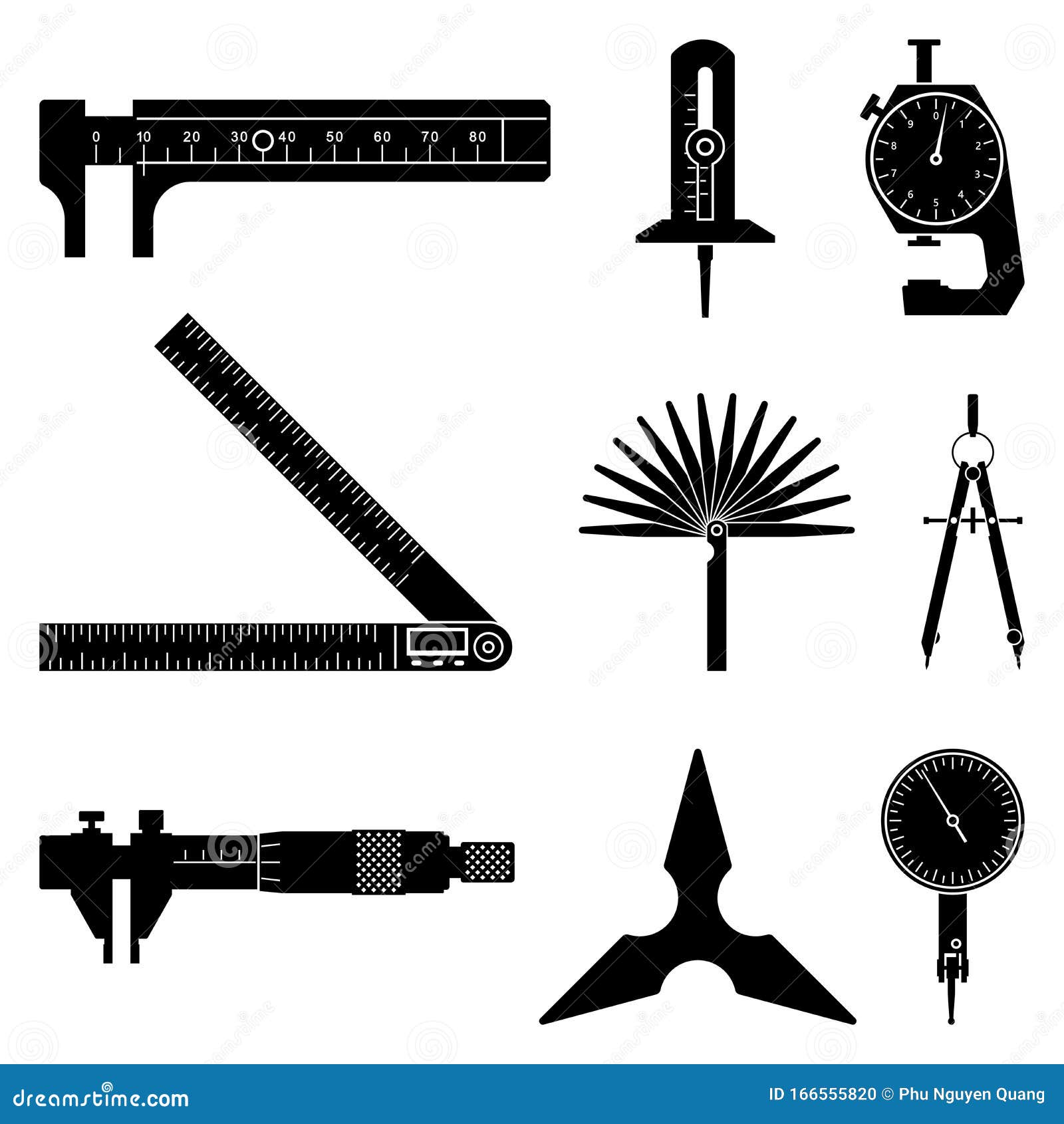 Various Kinds of Measure Instrument. Flat Icons. Silhouette Vector ...