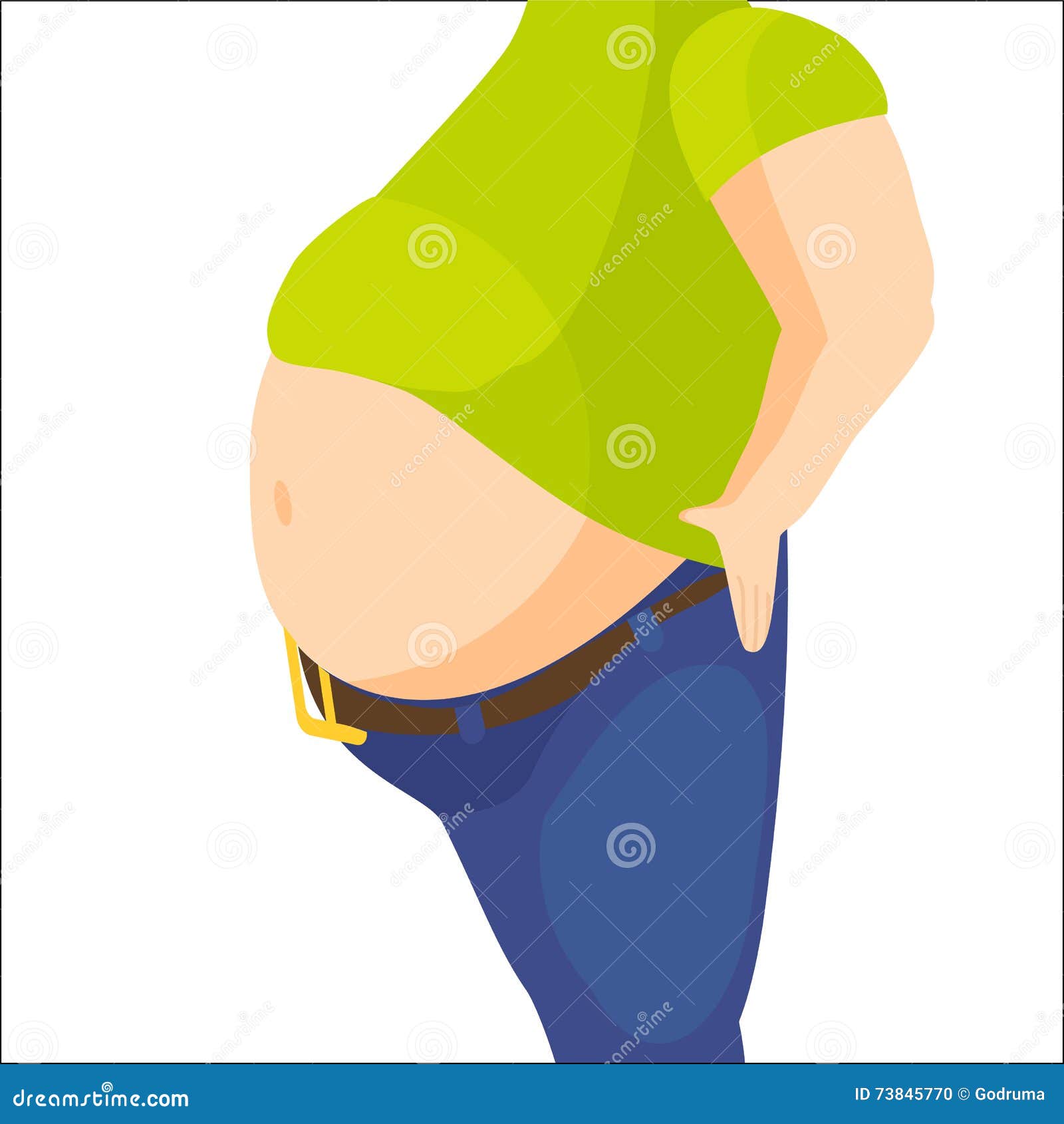Abdomen Fat, Overweight Man with a Big Belly. Vector Illustration Stock ...