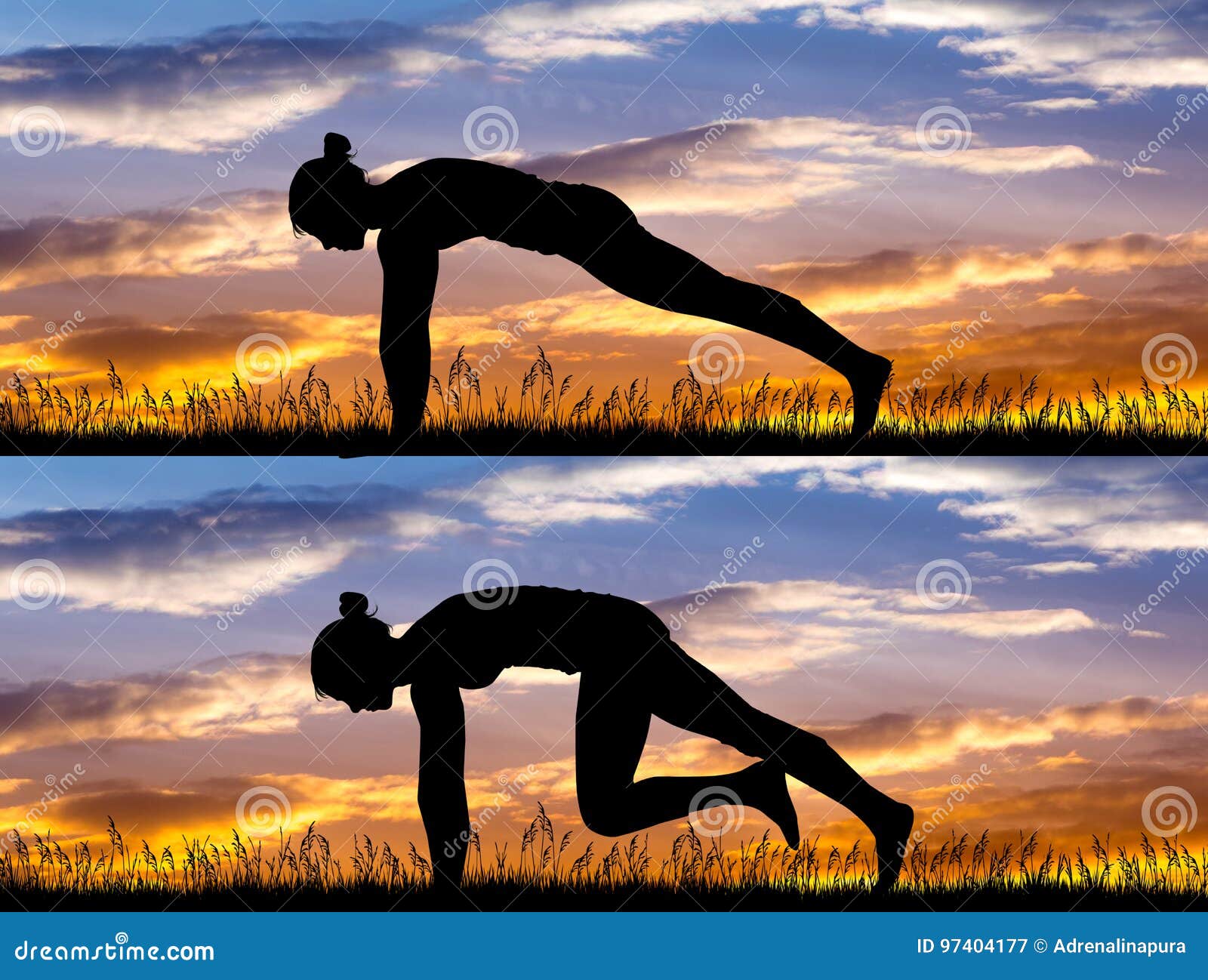 Abdominal Exercises at Sunset Stock Illustration - Illustration of ...