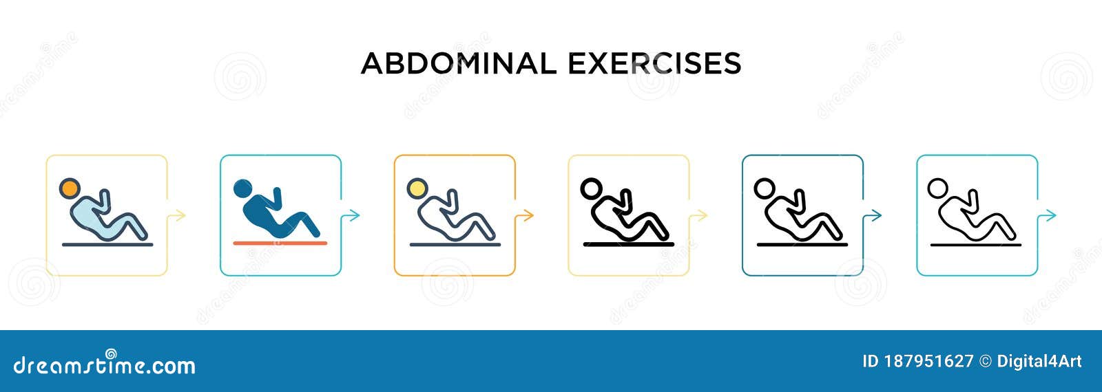 Abdominal Exercises Vector Icon in 6 Different Modern Styles. Black ...