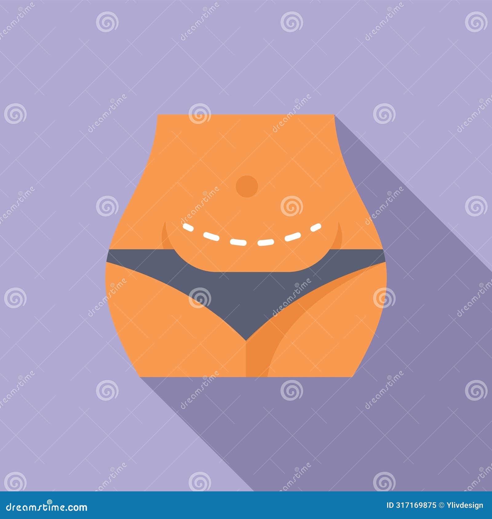 Abdominal Liposuction, Tummy Tuck Plastic Surgery Flat Color Line Icon. Vector Illustration ...