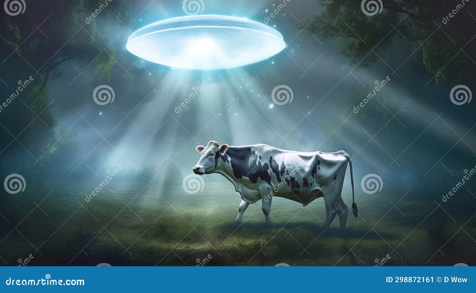 Abduction of a Cow by Aliens. Stock Illustration - Illustration of ...