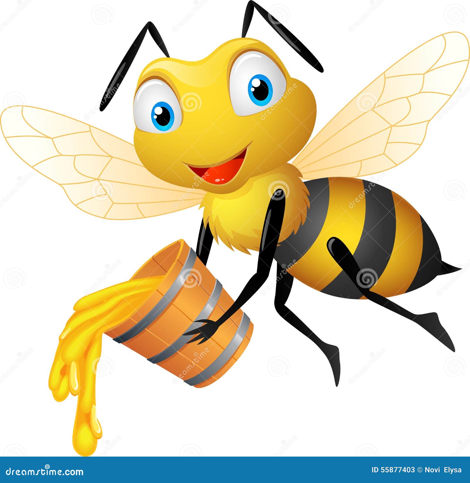 Abeja Feliz Con El Cubo De La Miel Ilustración del Vector - Ilustración ...