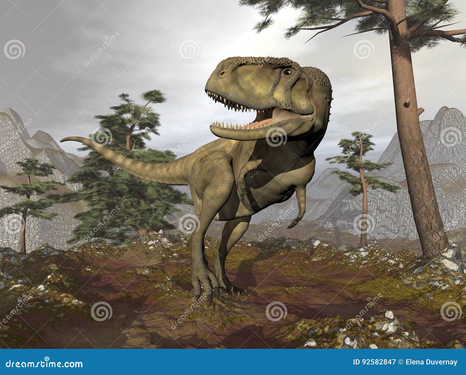 Abelisaurus Dinosaur - 3D Render Stock Illustration - Illustration of ...