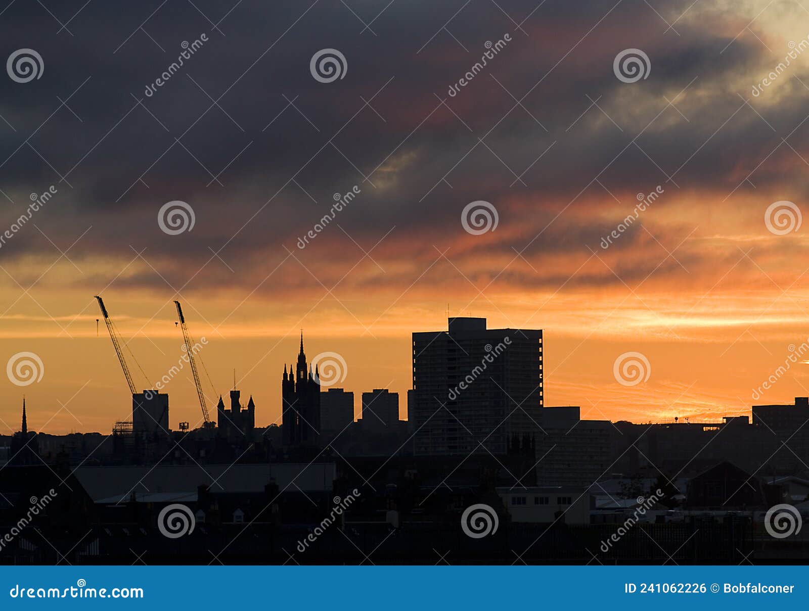 Aberdeen City, Scotland, Skyline at Sunset Stock Photo - Image of ...