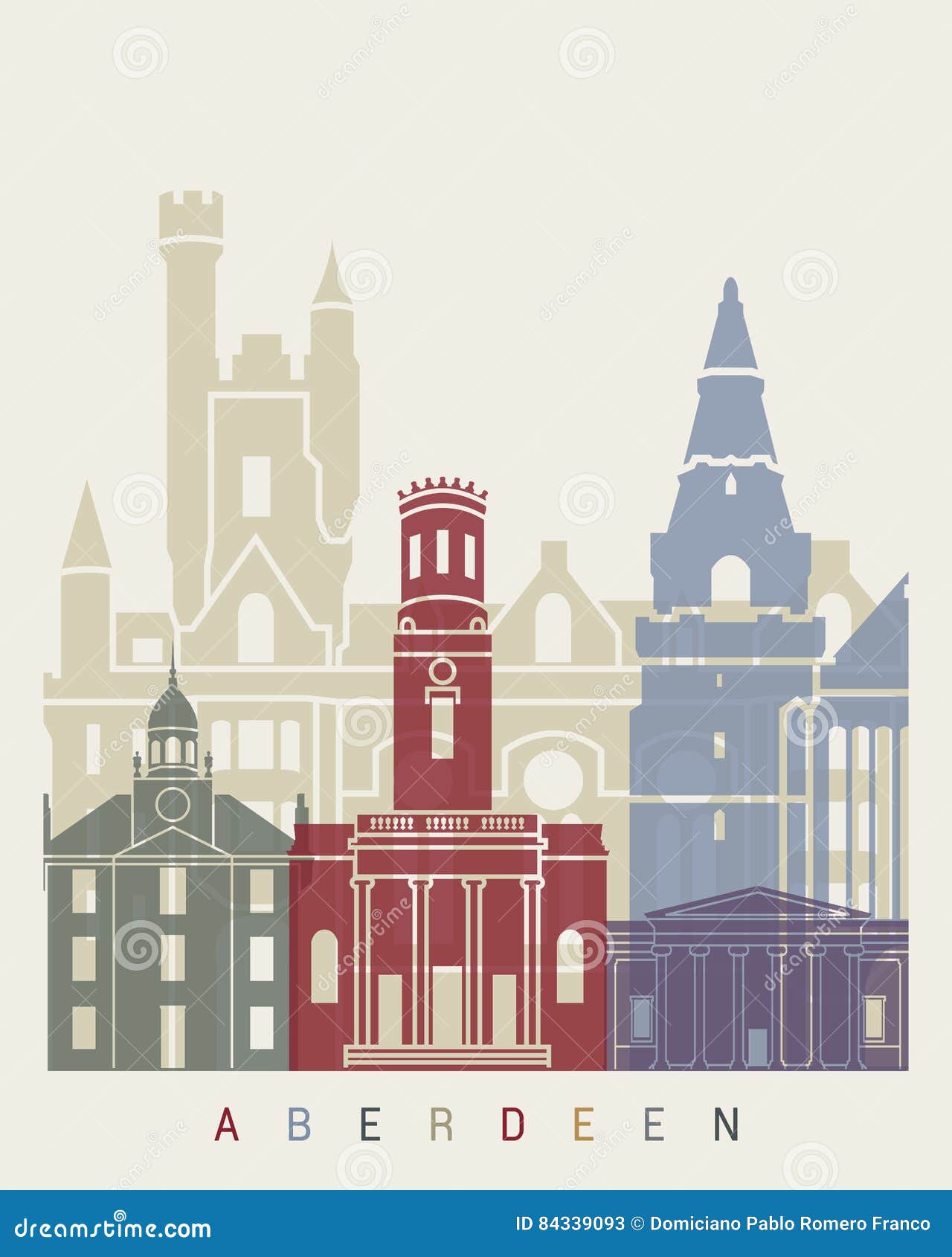 Aberdeen skyline poster stock vector. Illustration of cityscape - 84339093
