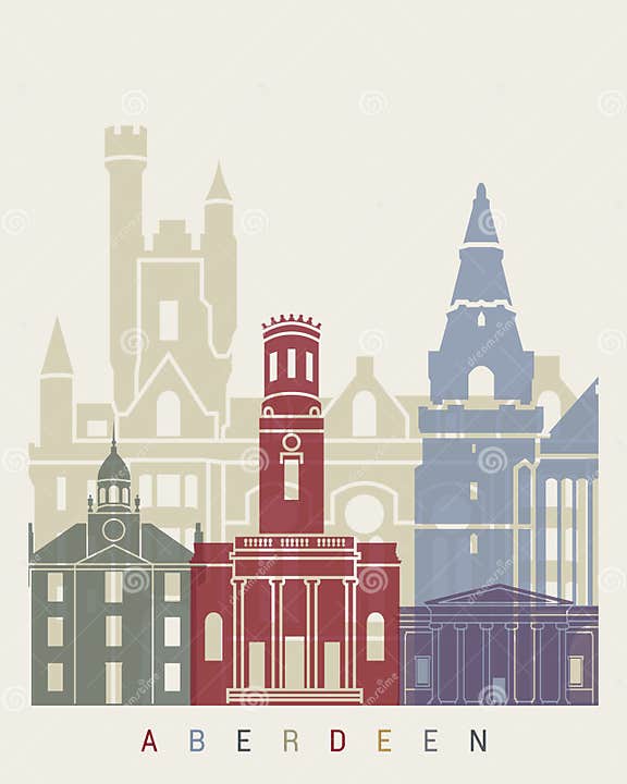 Aberdeen skyline poster stock vector. Illustration of cityscape - 84339093