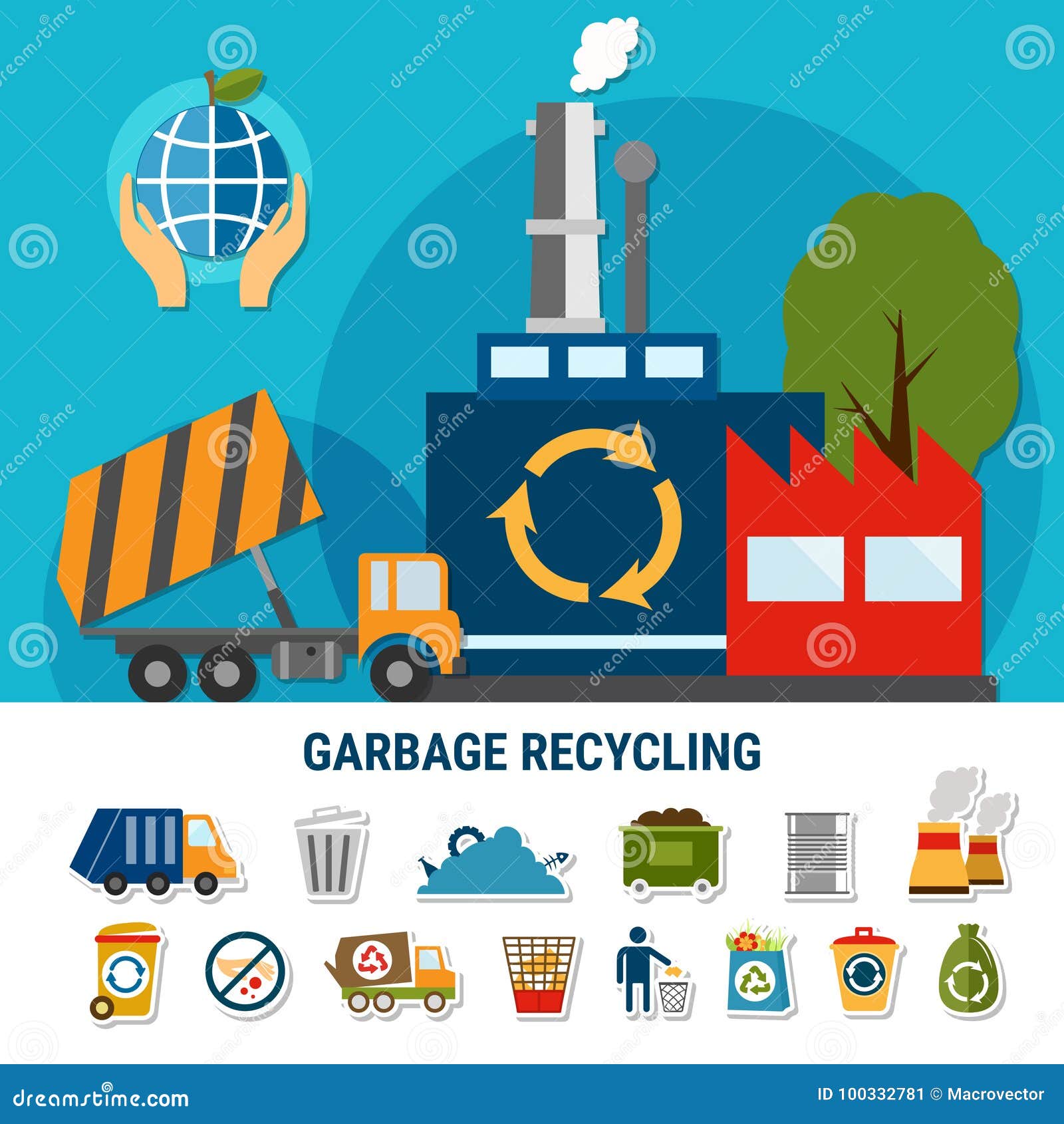 Abfall-Beseitigungs-Ikonen-Satz Vektor Abbildung - Illustration von ...