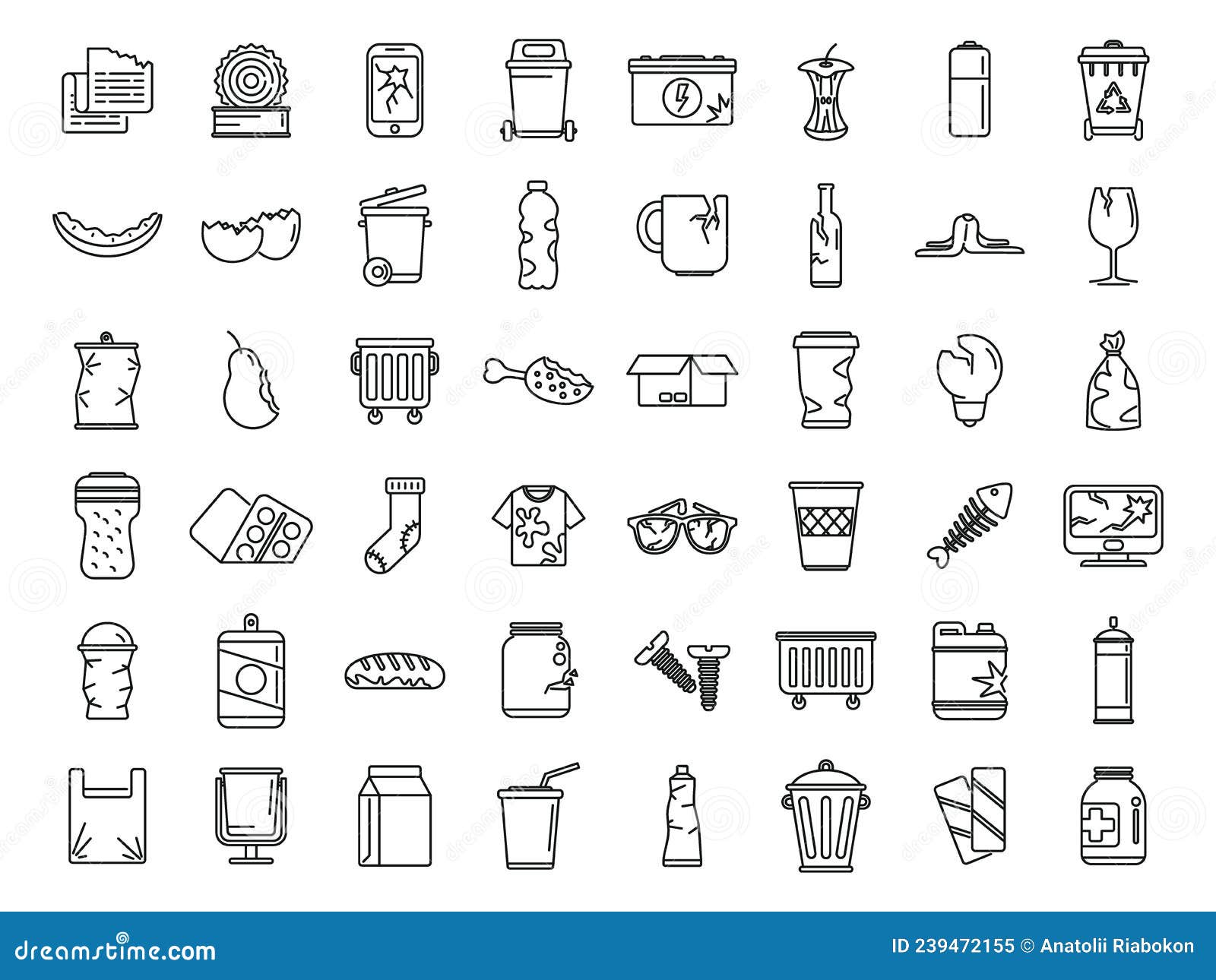 Abfall-Symbole. Abfallnahrung Vektor Abbildung - Illustration von ...