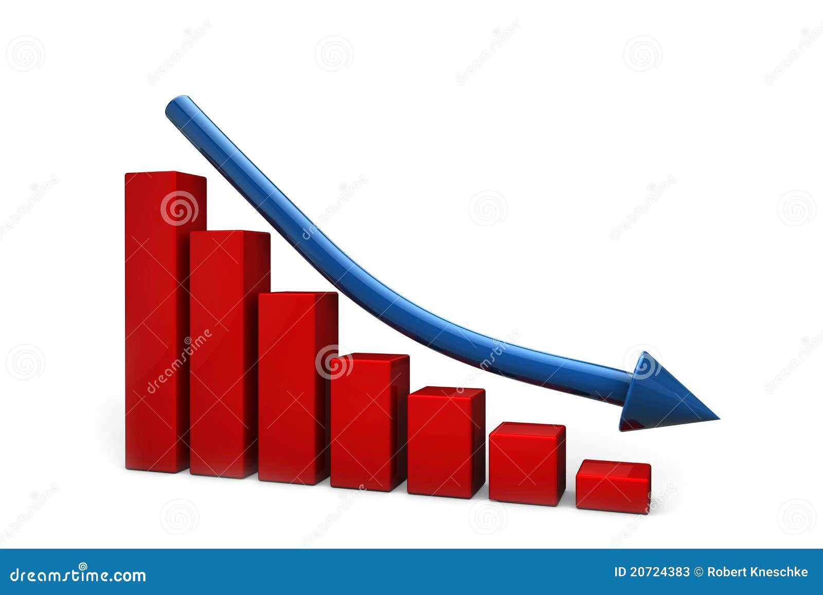 Abfallendes Balkendiagramm Und Fallender Pfeil Stock Abbildung - Bild ...