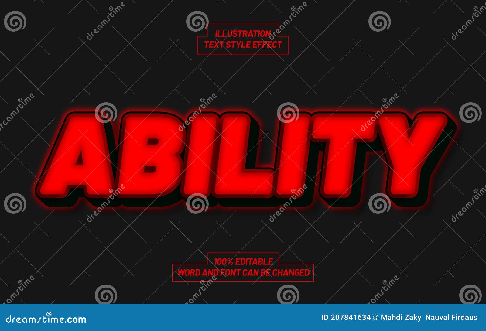 Ability 3D Bold Text Style Effect Stock Vector - Illustration of ...