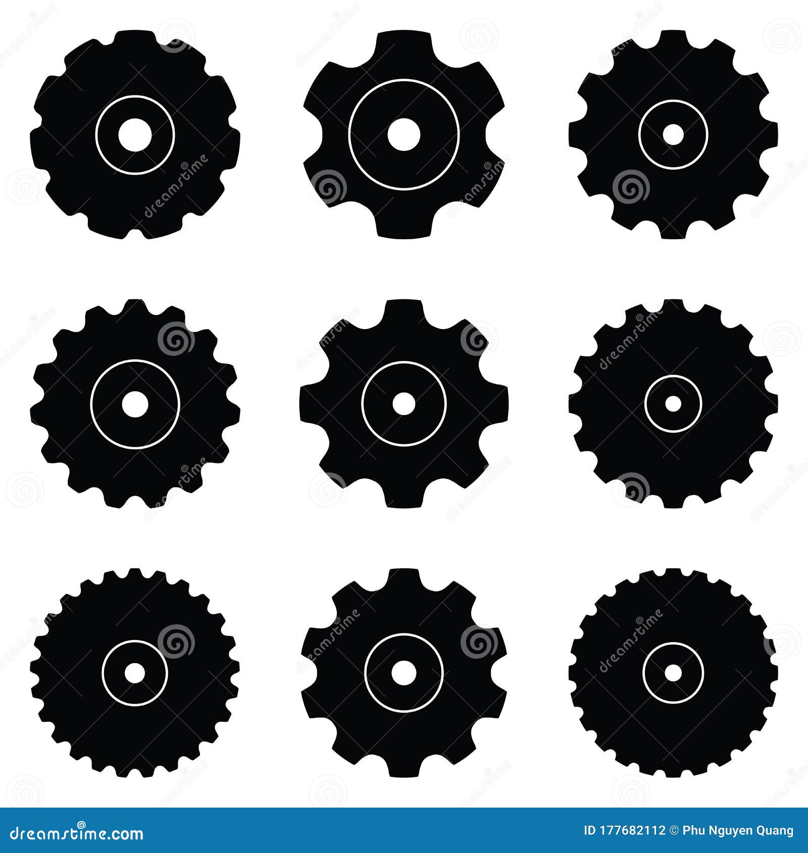 Conveyor Sprocket Icon Set. Silhouette Vector Stock Vector ...