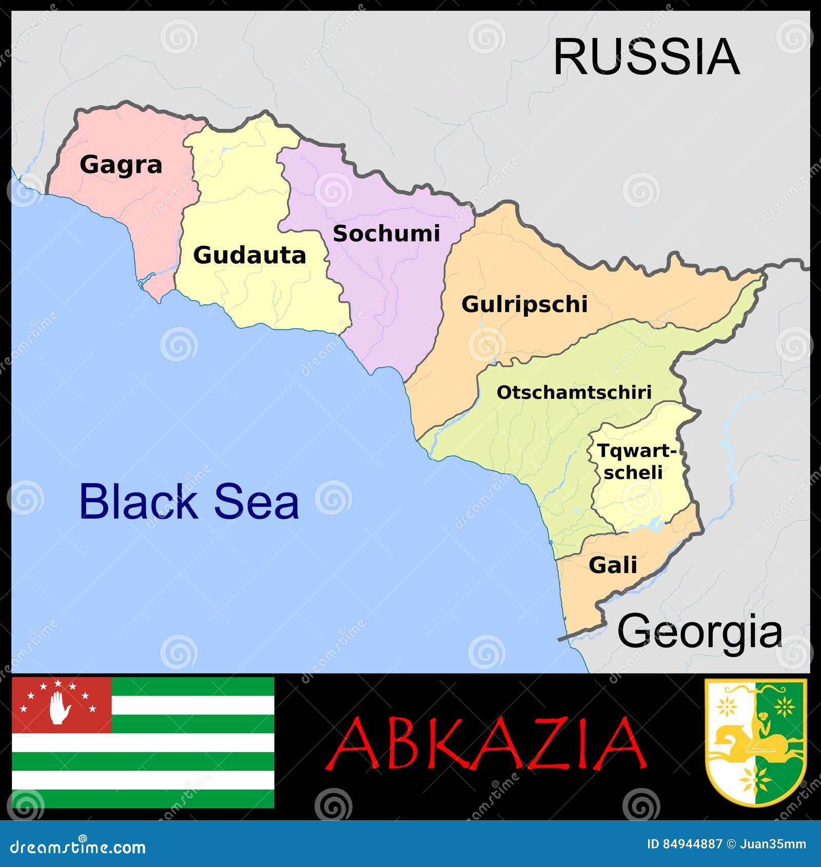 Abkhazia Administrative Divisions Stock Illustration - Illustration of ...