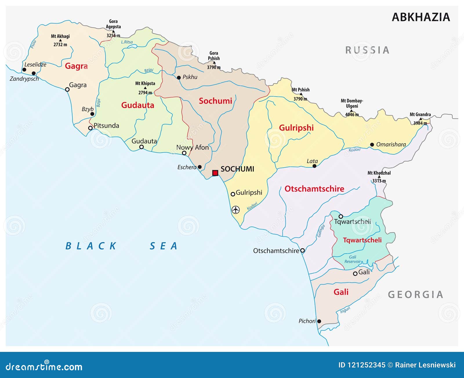 Abkhazia Administrative and Political Vector Map Stock Vector ...