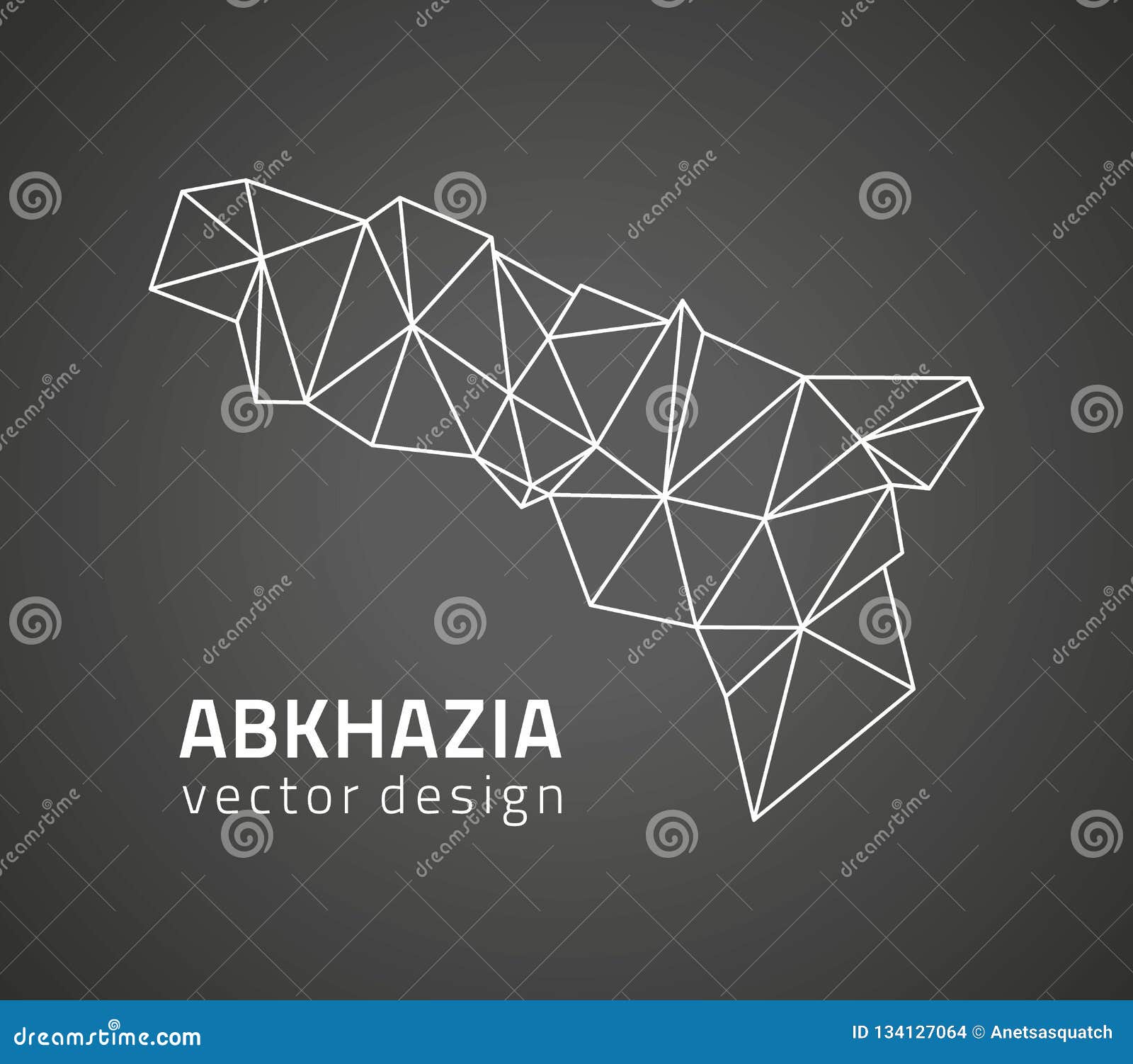Abkhazia Dark Vector Contour Triangle Perspective Map Stock Vector ...