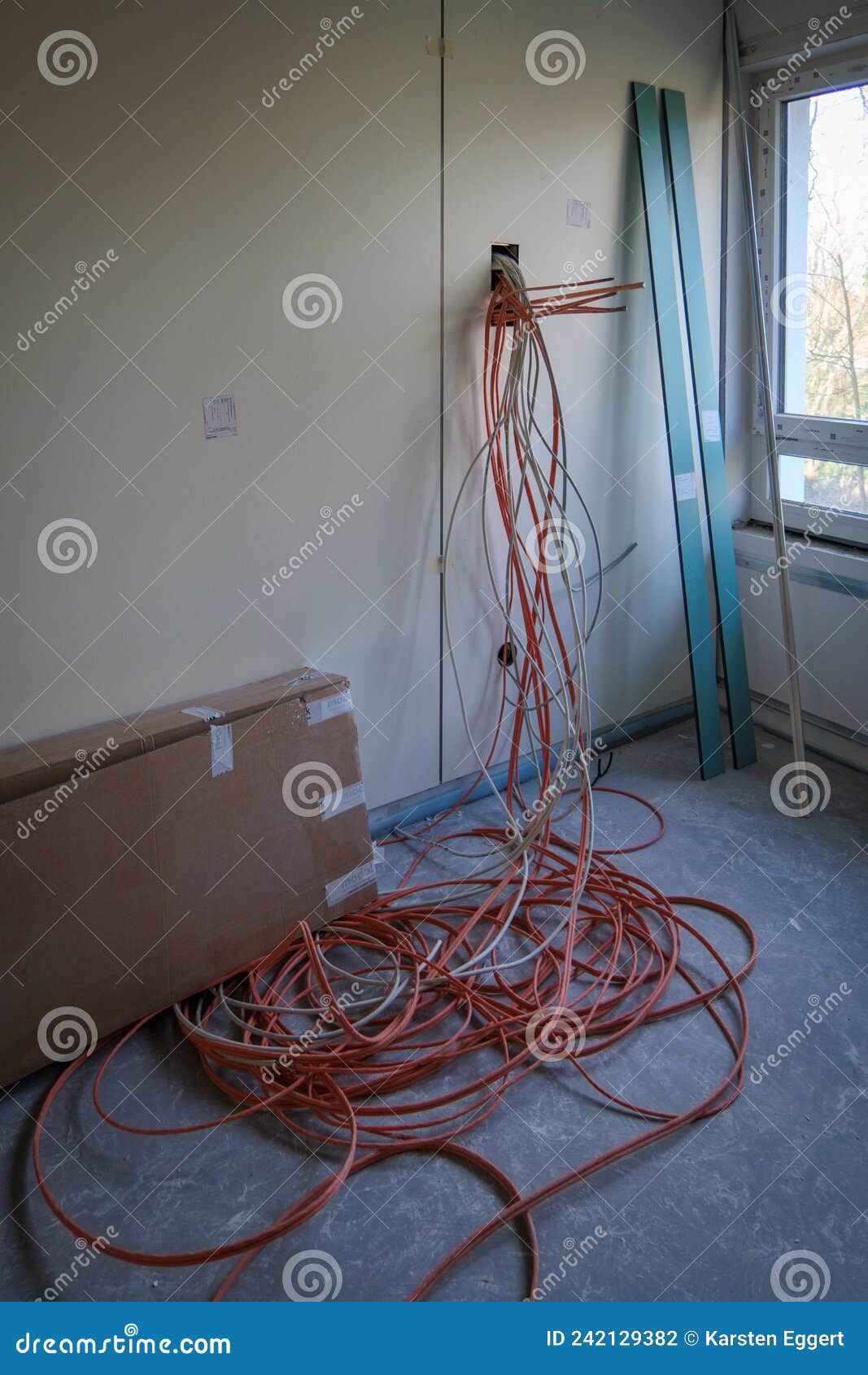 Ables Hanging Out of a Wall on a Construction Site Stock Photo - Image ...
