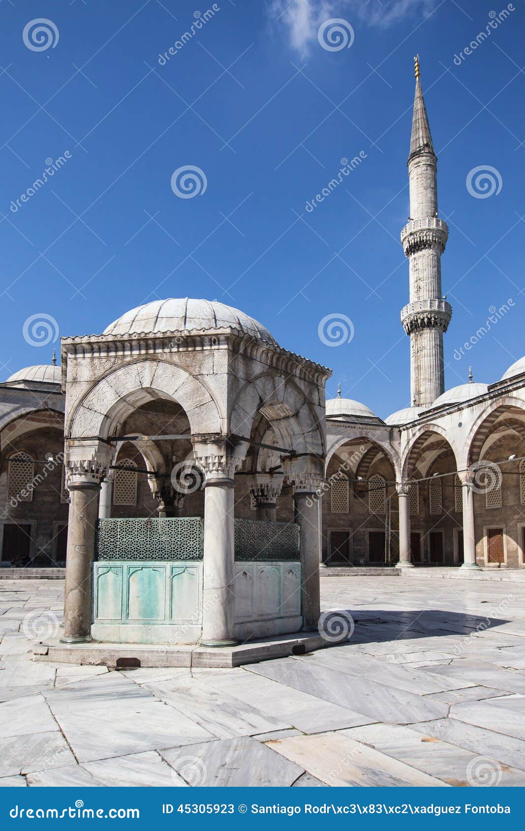 Ablution Fountain and Minaret of the Blue Mosque Stock Image - Image of ...