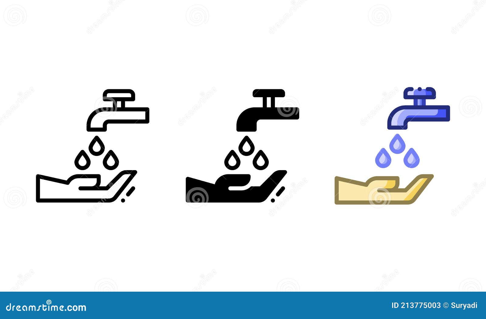 Ablution Icon Represented by Hand and Water Tap Stock Vector ...