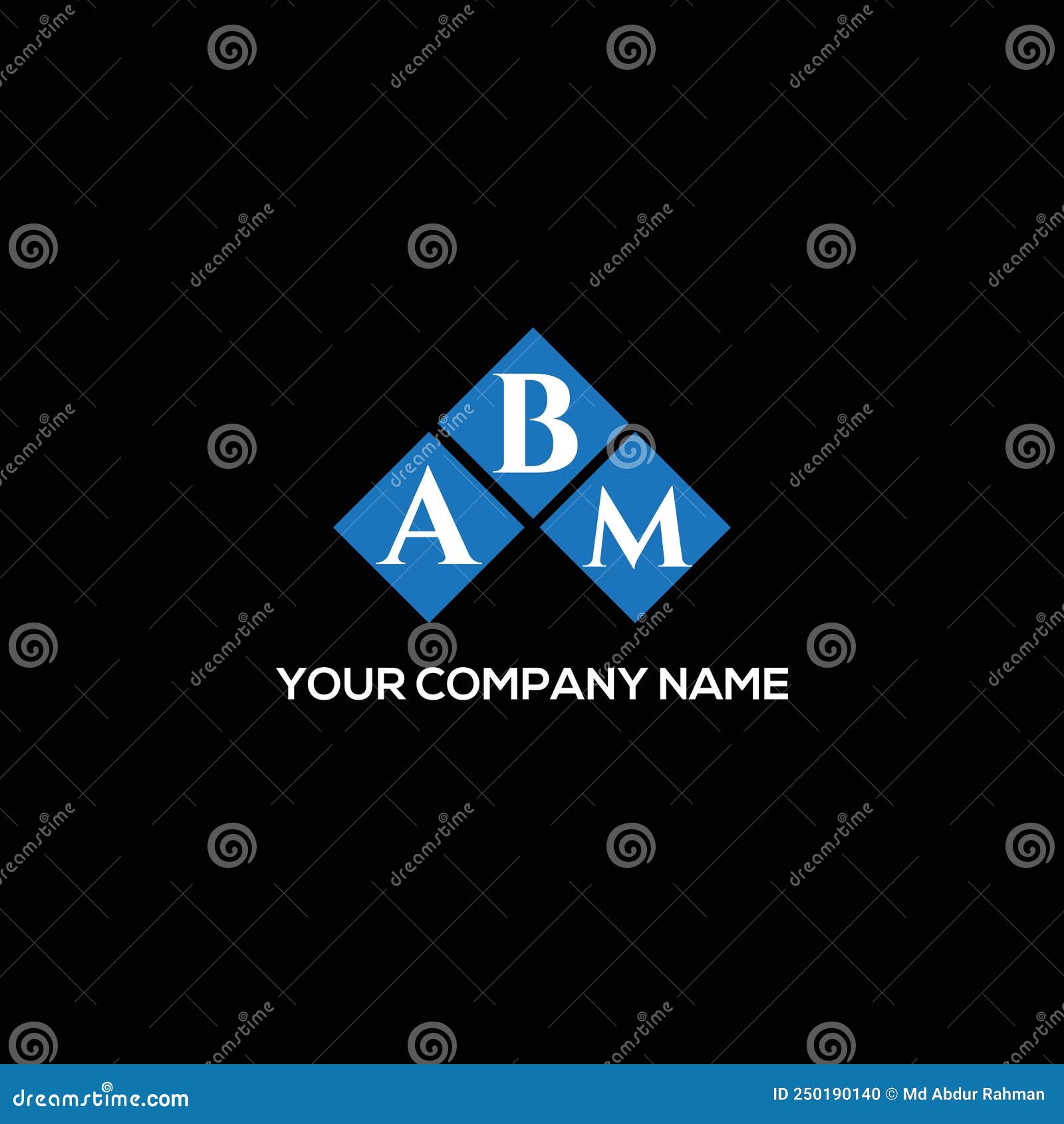 ABM Letter Logo Design on BLACK Background. ABM Creative Initials ...