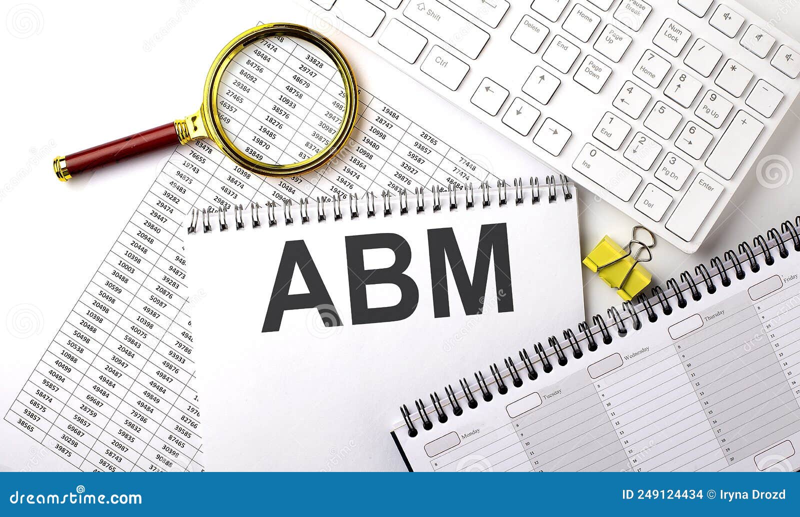 ABM Text Written on a Notebook on Chart with Keyboard and Planning ...