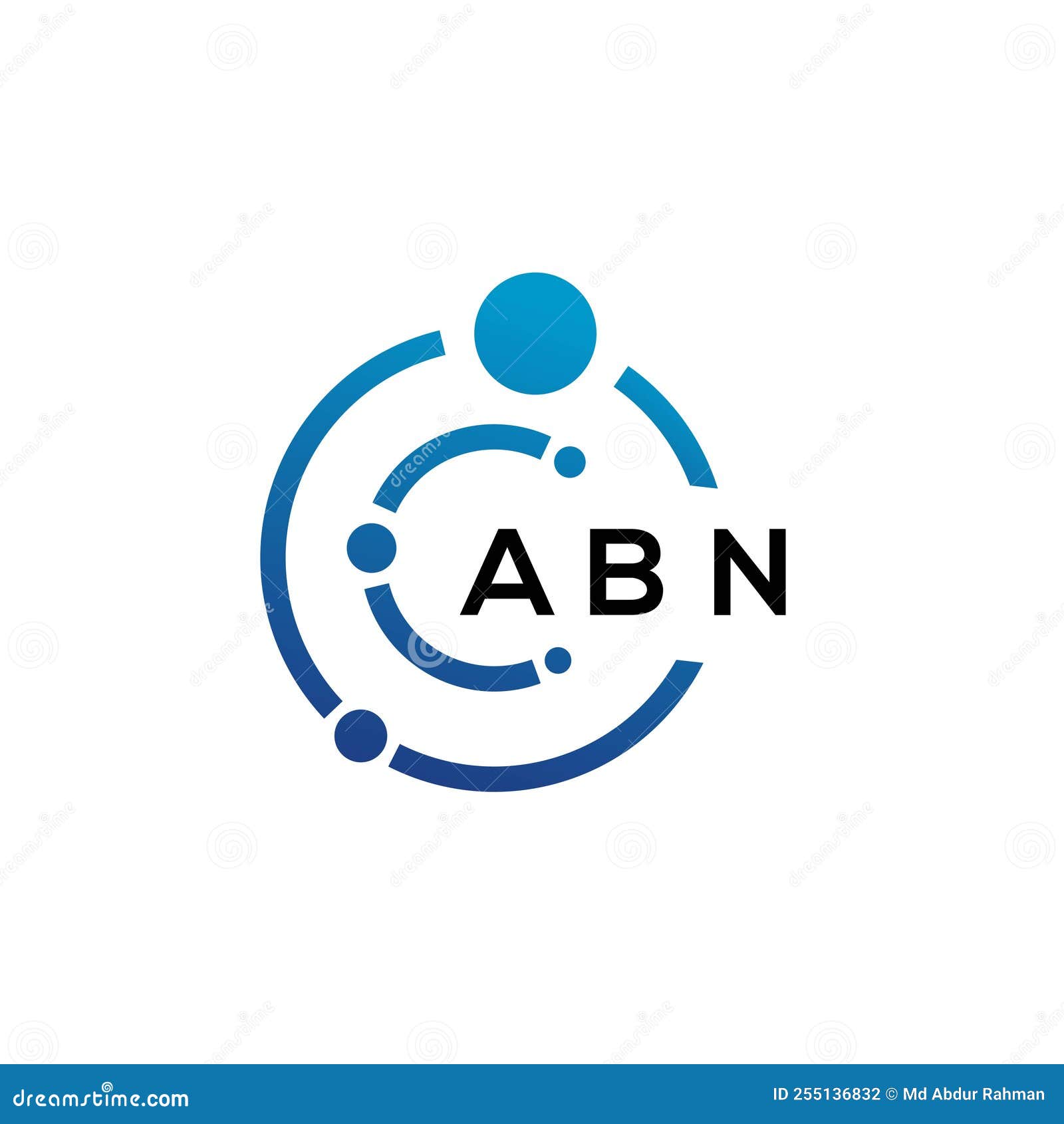 ABN Letter Logo Design on Black Background. ABN Creative Initials ...