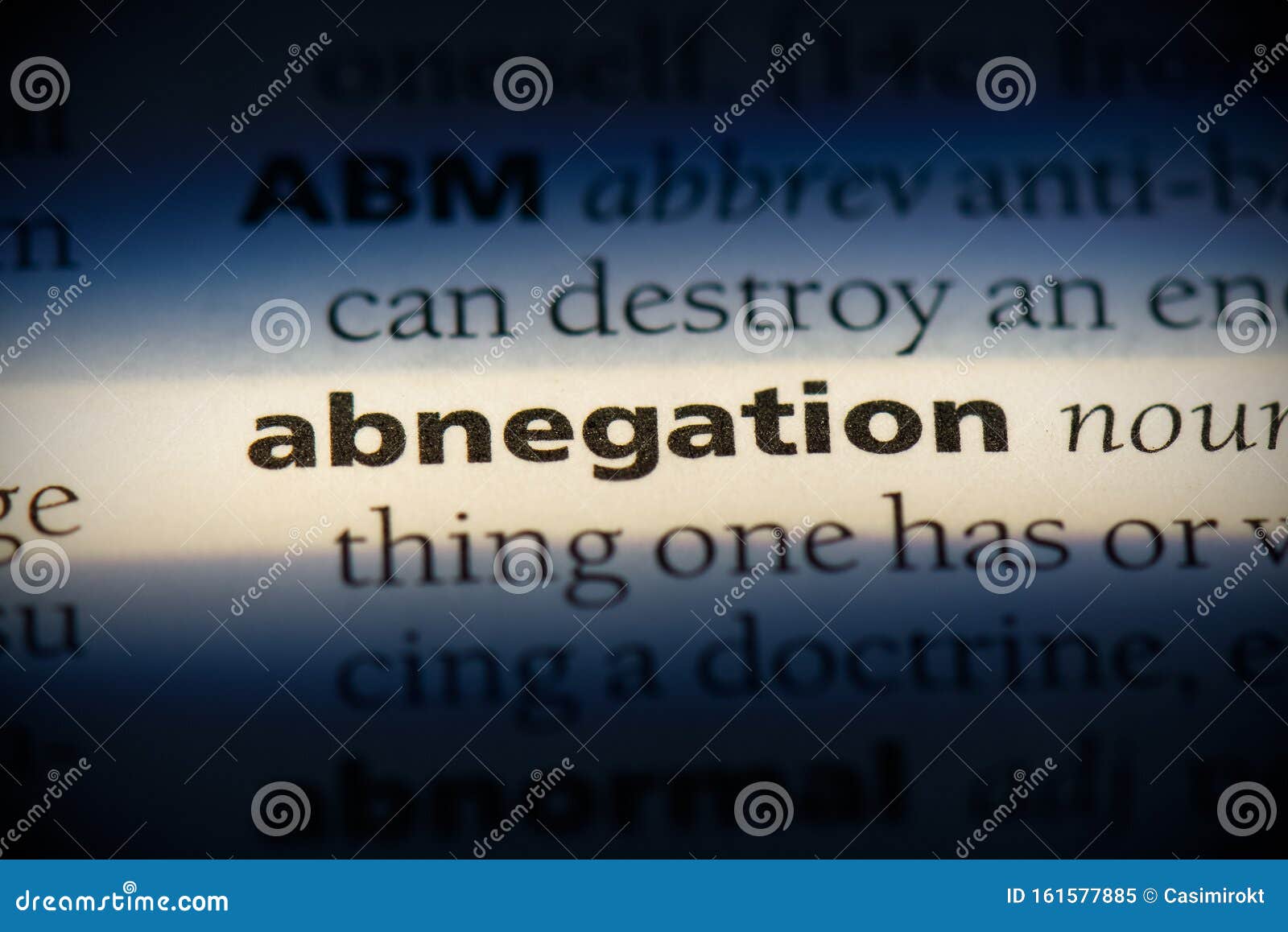 Abnegation stock image. Image of vocabulary, close, printed - 161577885