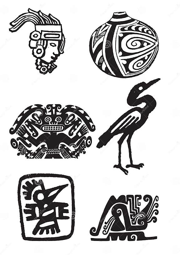 Set of Aztec Labels and Elements. Vector Set Illustration Template ...