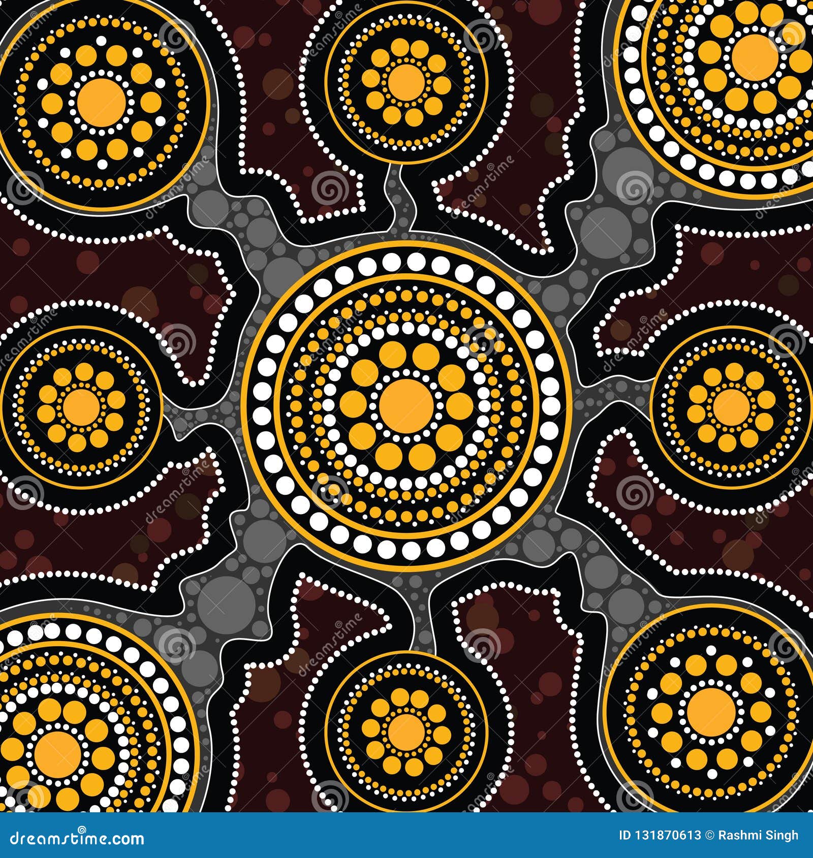 Aboriginal Art Vector Background. Stock Vector - Illustration of circle ...