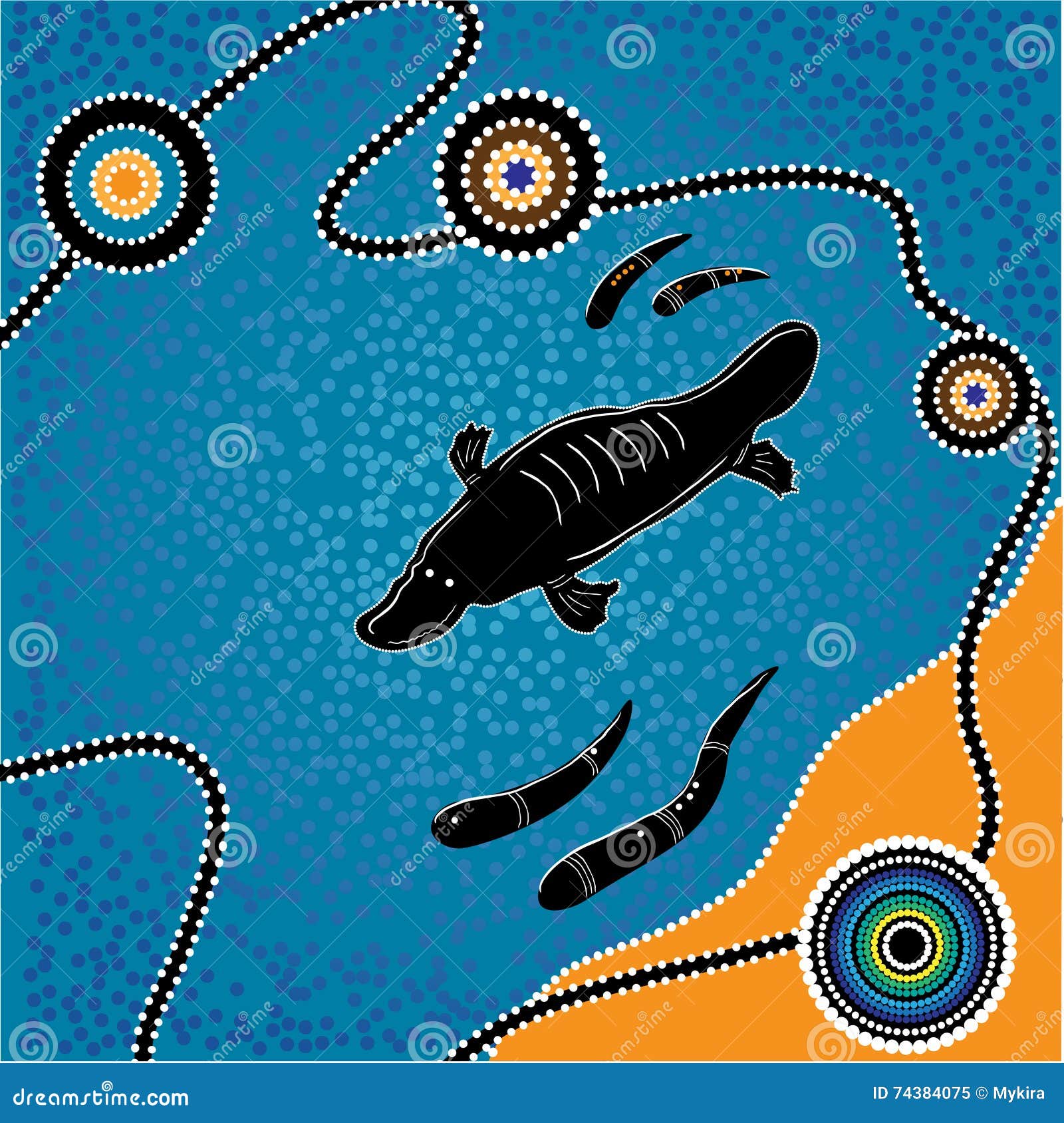 Aboriginal Art Dots Painting With Using Australian Map Outline Template ...