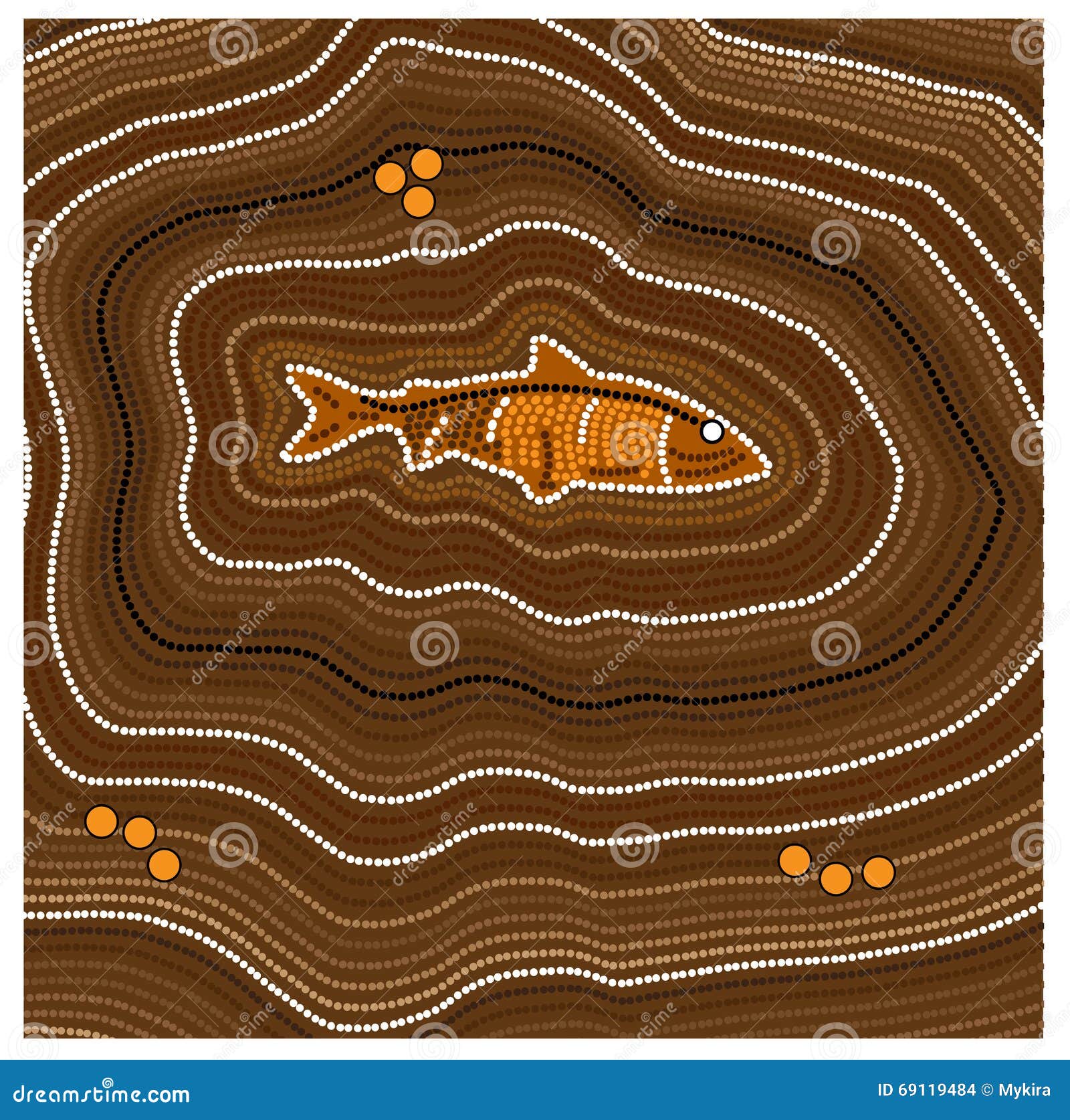 Aboriginal Art Vector Background. Fish Stock Vector - Illustration of ...