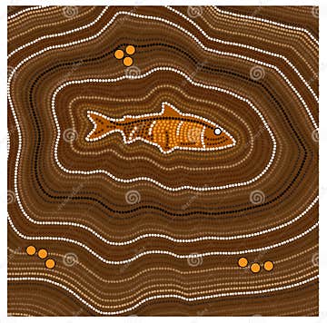 Aboriginal Art Vector Background. Fish Stock Vector - Illustration of ...
