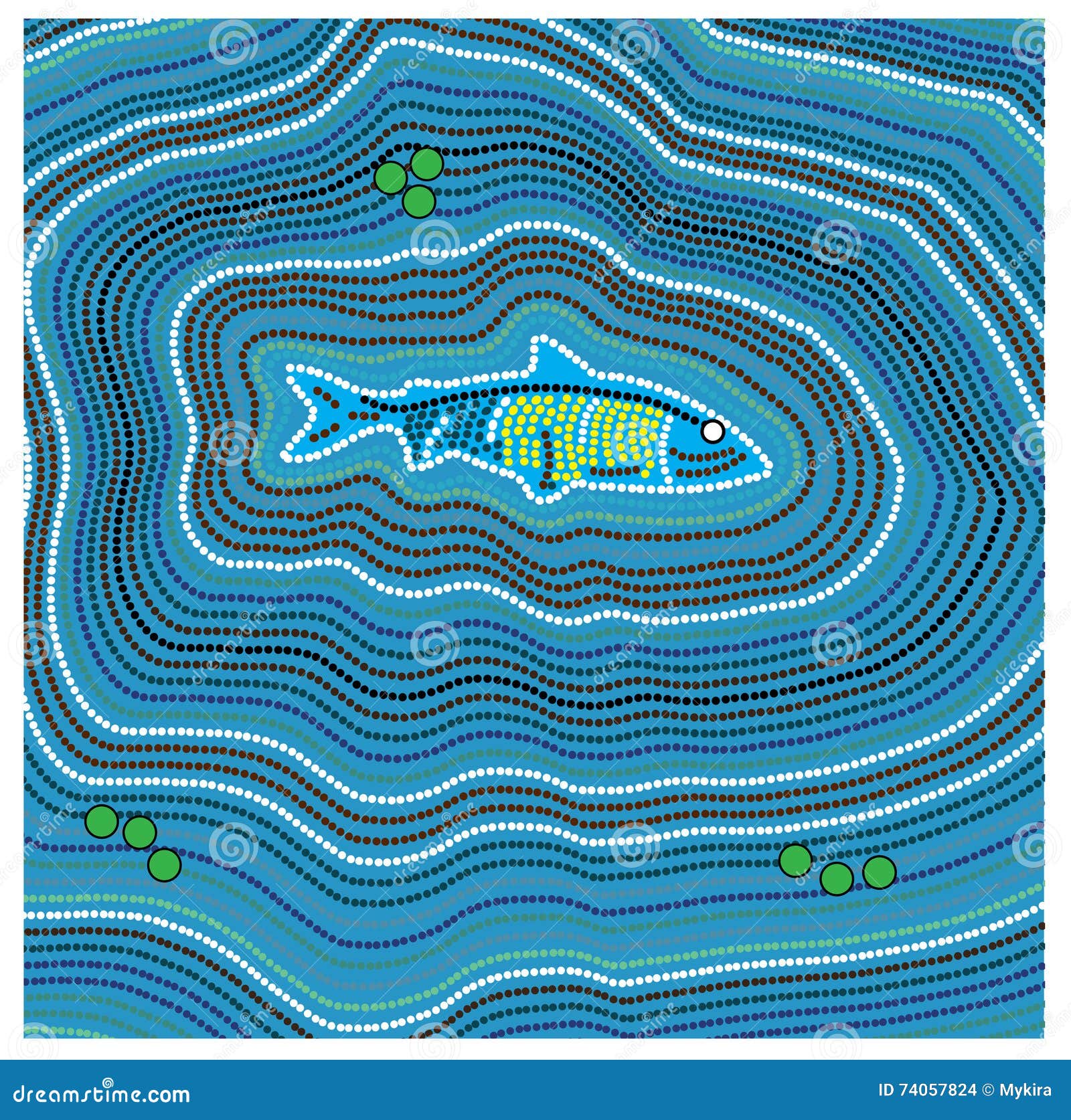 Aboriginal Art Vector Background. Fish Stock Vector - Illustration of ...