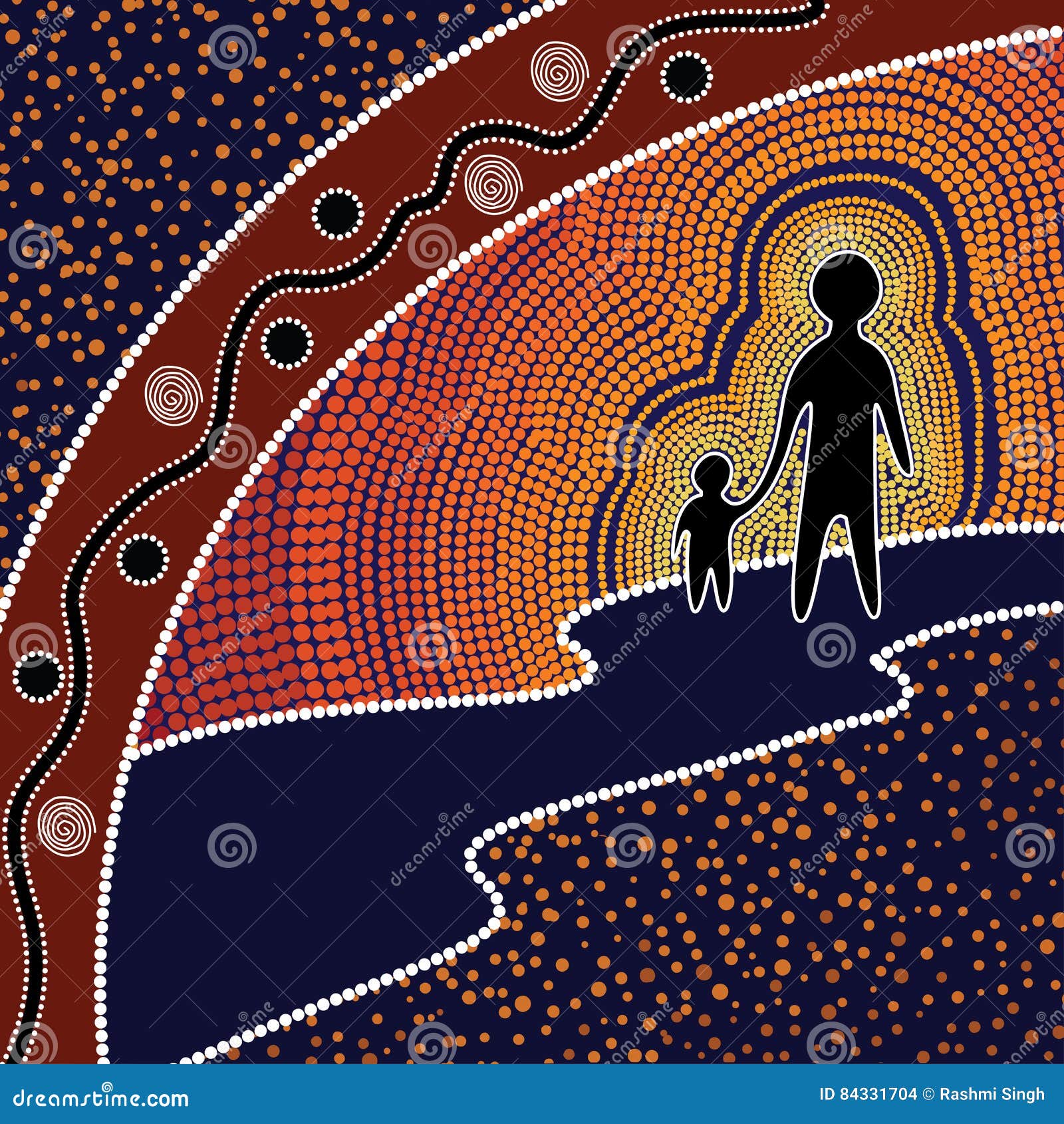 Aboriginal Art Vector Background. Stock Vector - Illustration of ...