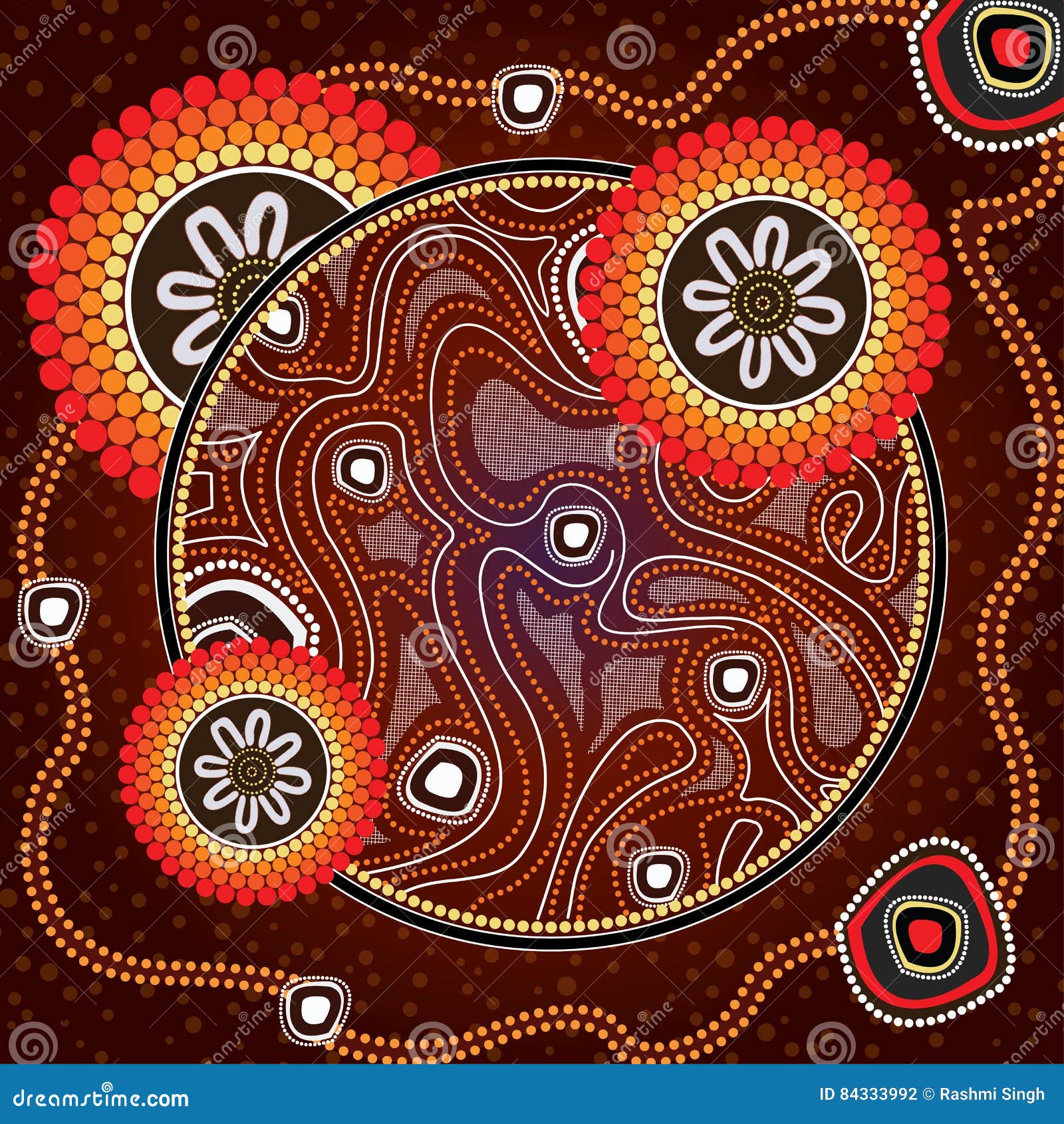 Aboriginal Art Vector Background. Stock Vector - Illustration of ...
