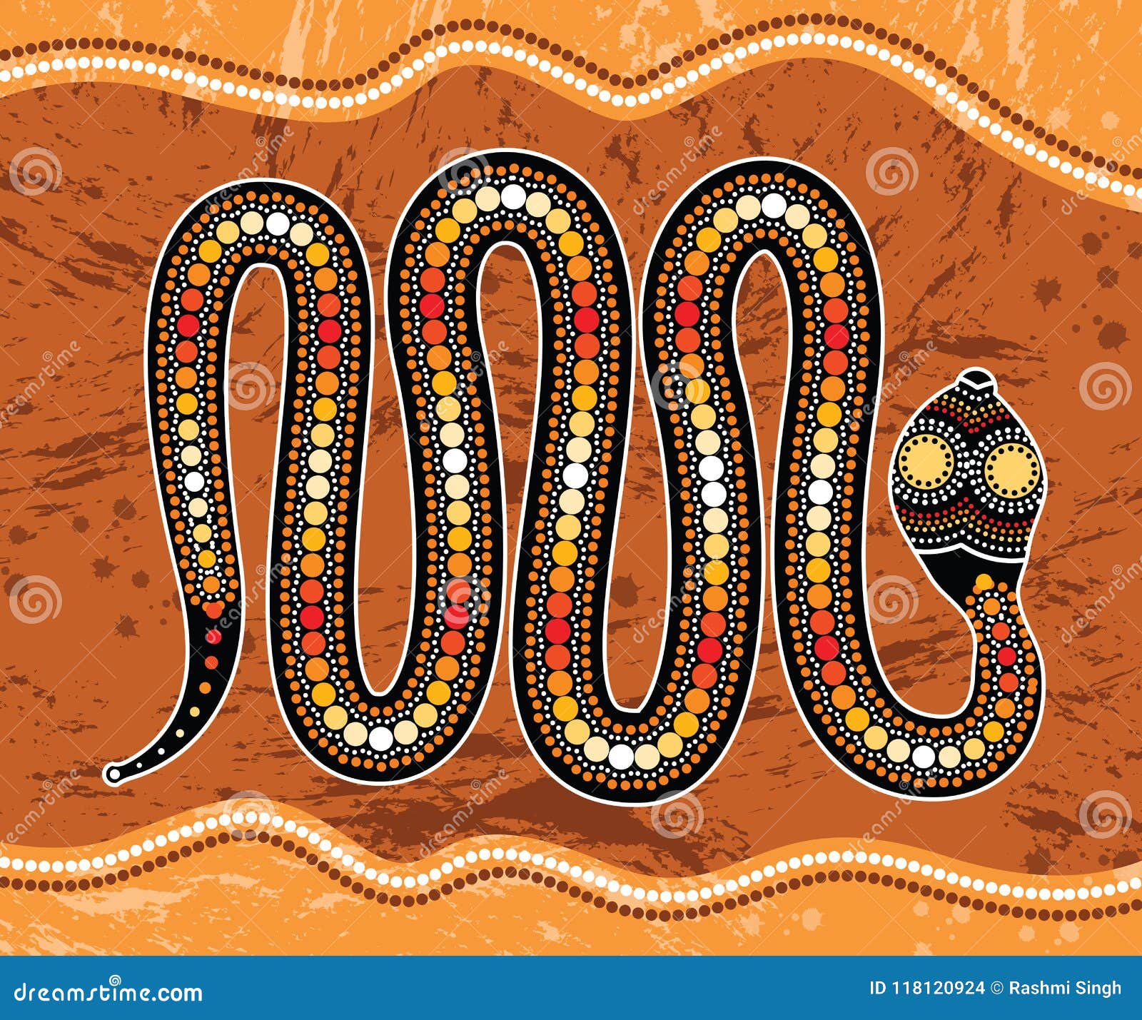 Aboriginal Art Vector Painting with Snake. Stock Vector - Illustration ... Aboriginal Art Vector Painting with Snake. Stock Vector - Illustration ...