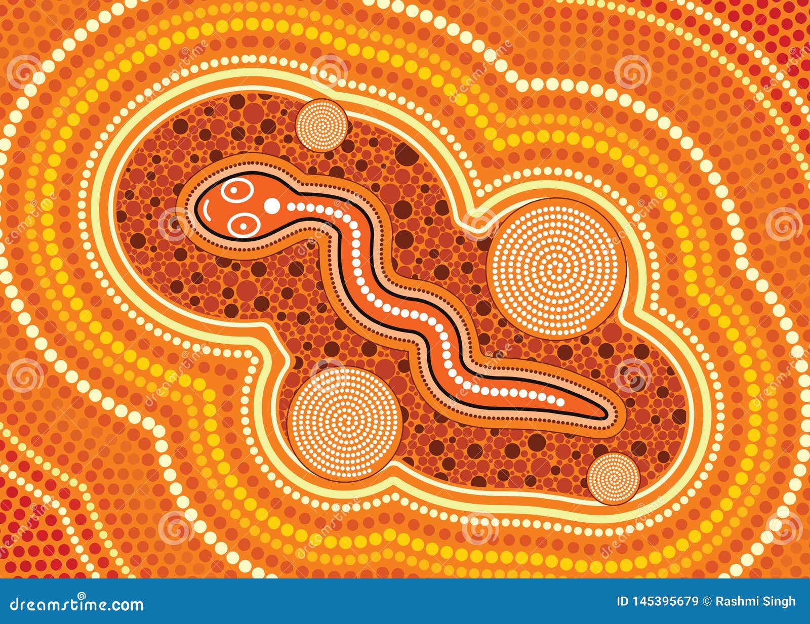 Aboriginal Art Vector Painting with Snake Stock Vector - Illustration ...