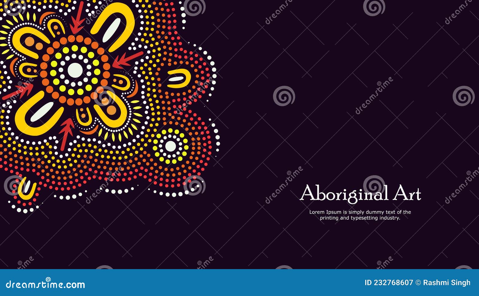 Aboriginal Dot Art Vector Banner with Text. Stock Illustration ...