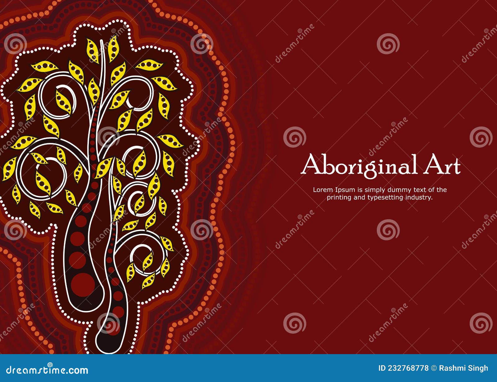 Aboriginal Dot Art Vector Banner with Tree Stock Illustration ...
