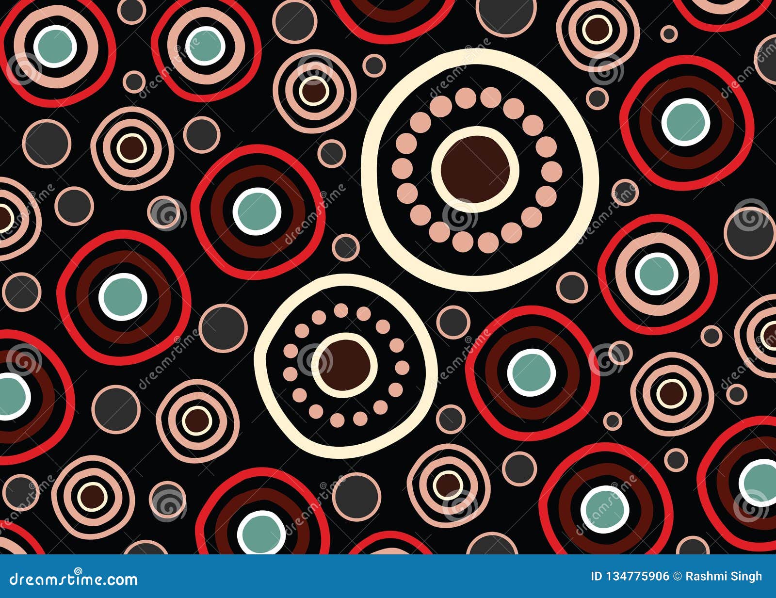 Aboriginal Dot Art Vector Circle Pattern Stock Vector - Illustration of ...
