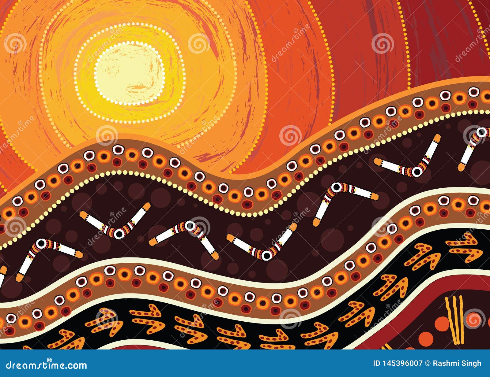 Aboriginal Art Landscape Background Cartoon Vector | CartoonDealer.com ...