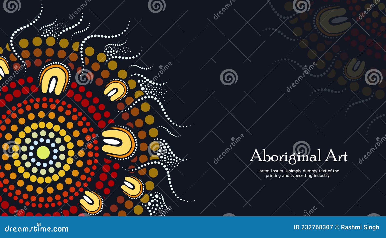 Aboriginal Dot Art Vector Banner with Text. Stock Vector - Illustration ...