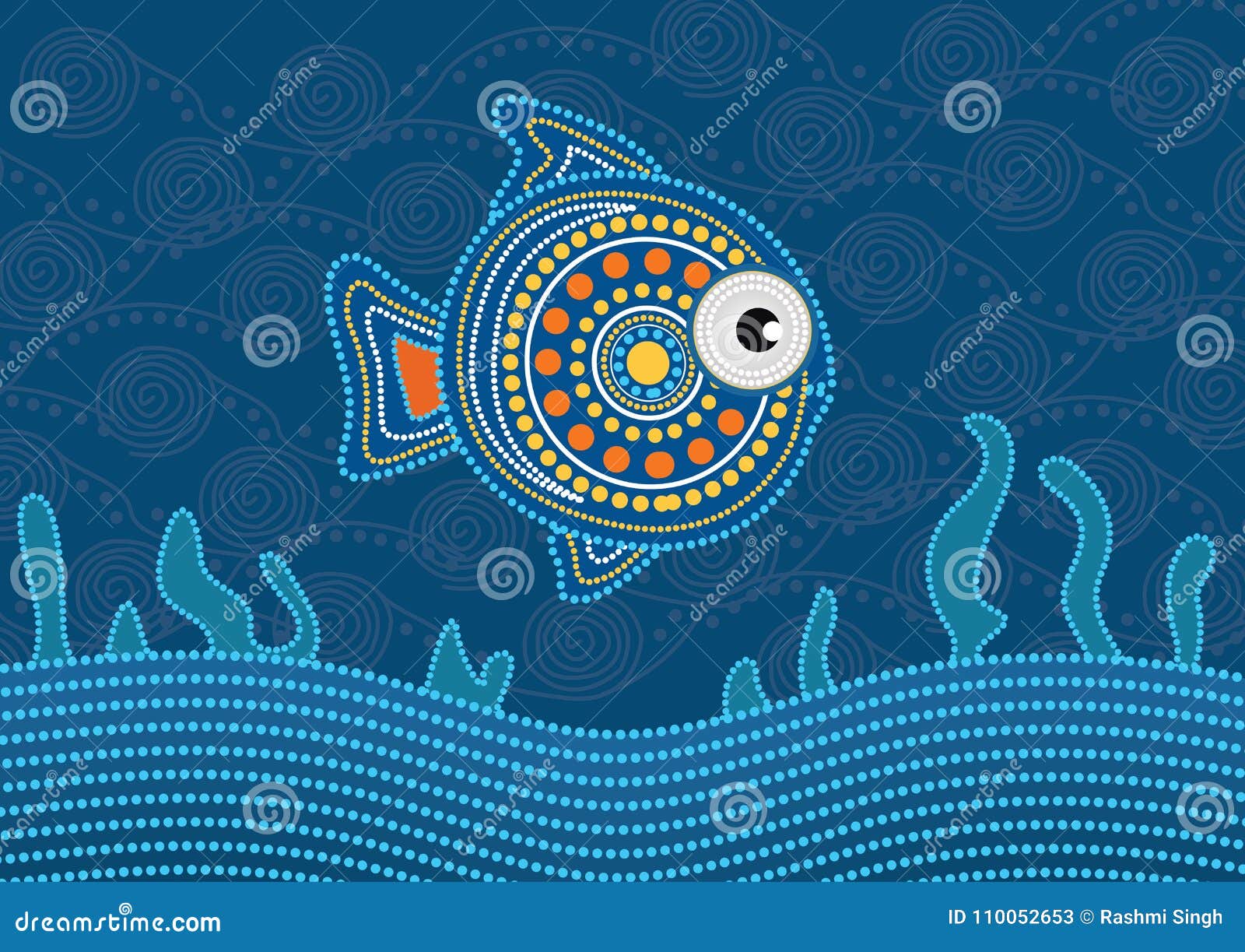 Aboriginal Dot Art Fish Royalty-Free Stock Photography | CartoonDealer ...