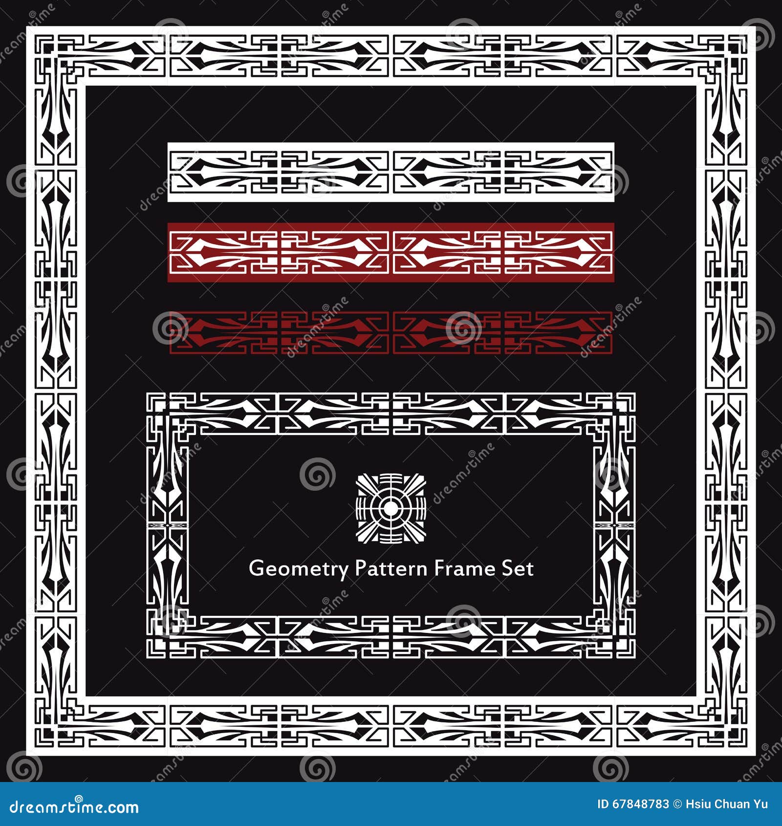 Aboriginal Geometry Pattern Frame Border Set. Stock Vector ...