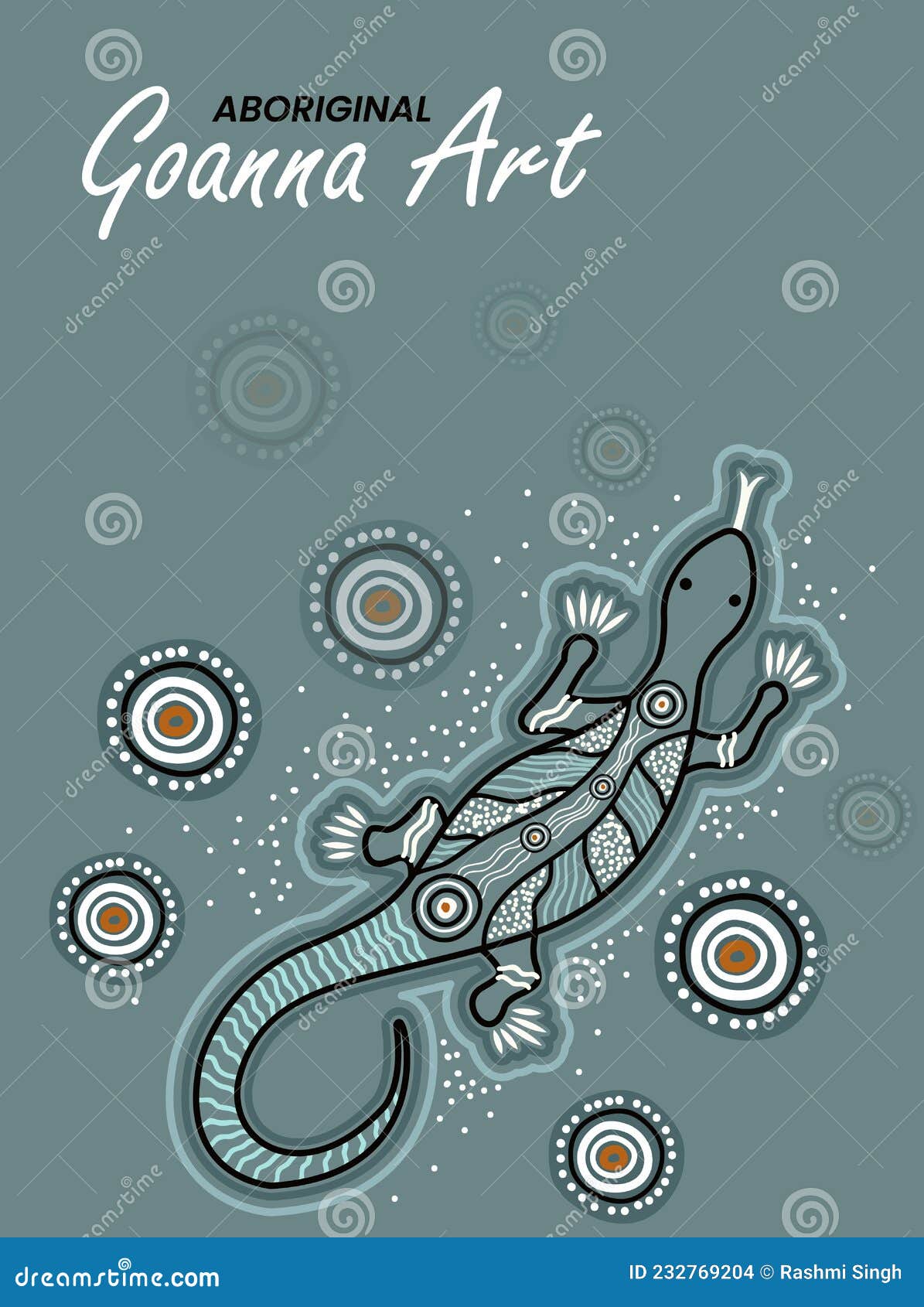 Aboriginal Goanna Banner Design Vector Illustration | CartoonDealer.com ...