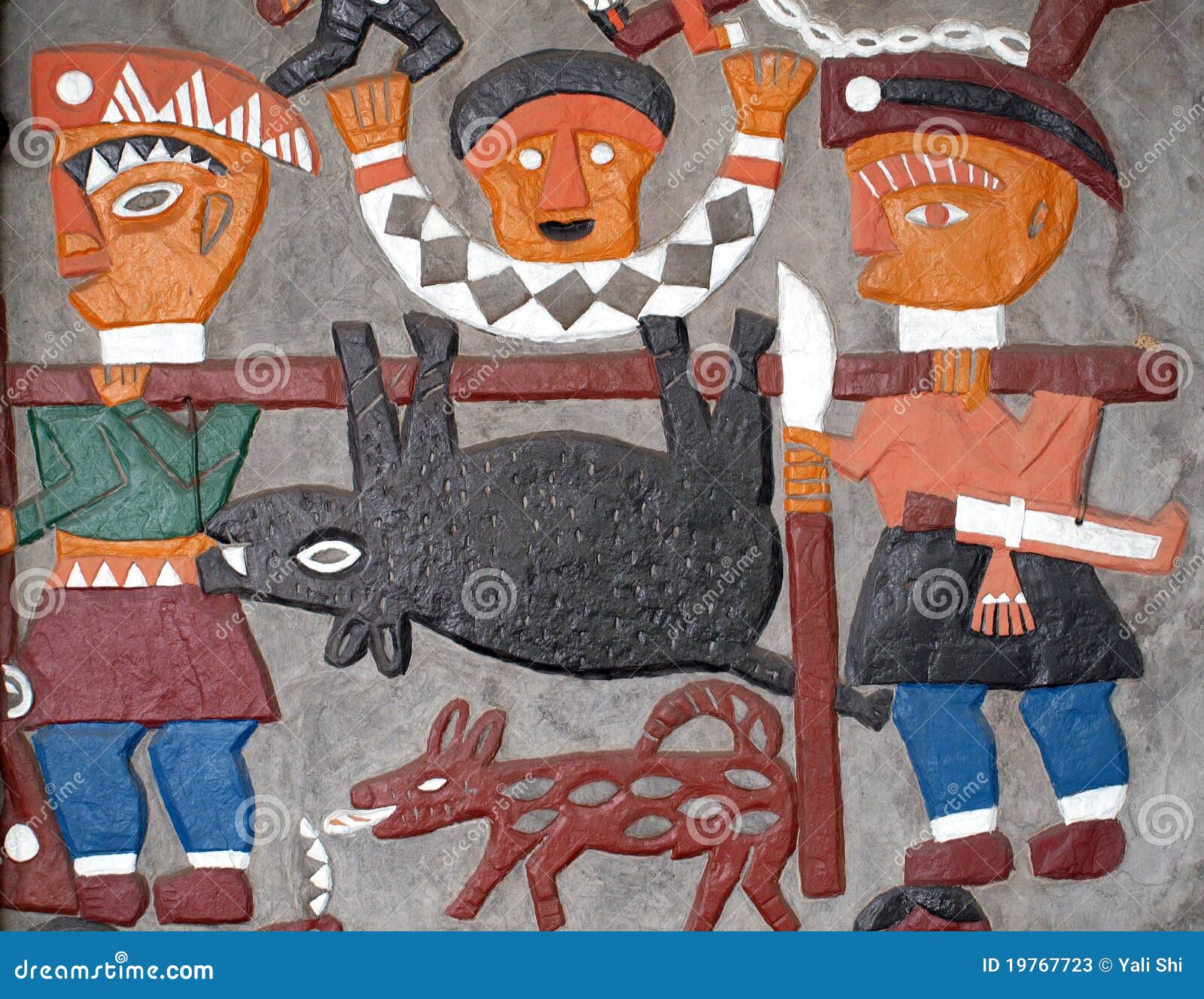 Aboriginal Painted Wall Decoration Stock Image - Image of primitive ...