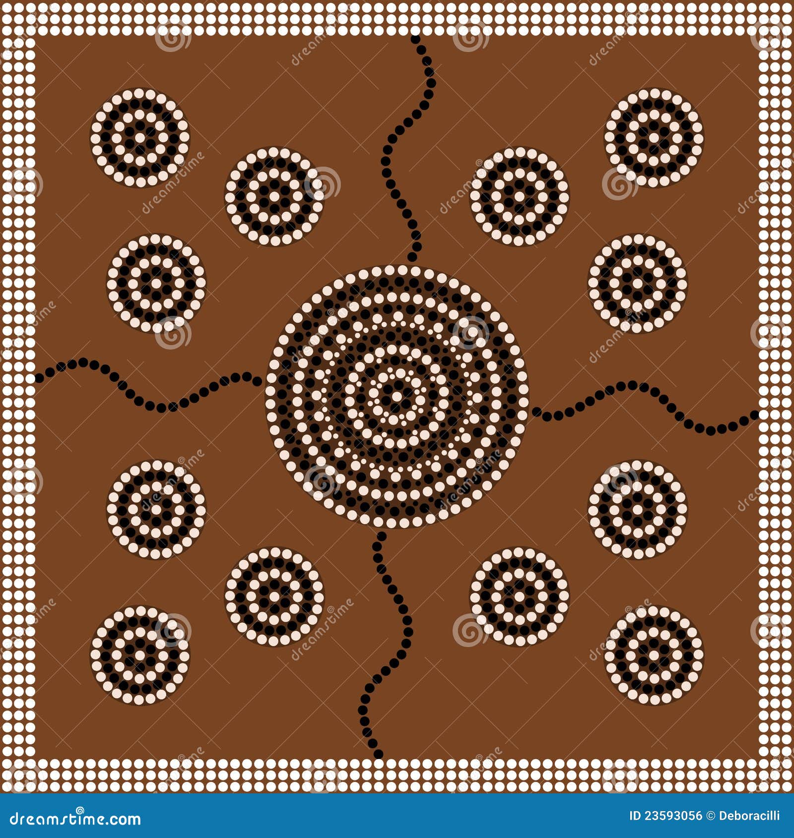 Aboriginal Style of Dot Painting Depicting Circle. Stock Illustration ...