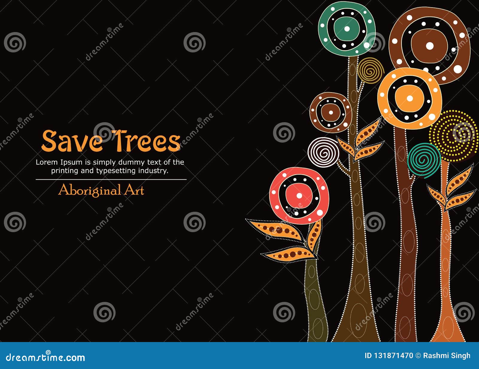 Aboriginal Tree, Aboriginal Art Vector Painting with Tree, Save Tree ...